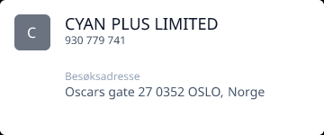 CYAN PLUS LIMITED • 930779741 • Oslo • Omsetning og drift av fast eiendom