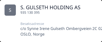 S. GULSETH HOLDING AS • 935130395 • Oslo