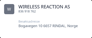 WIRELESS REACTION AS • 836918762 • Rindal