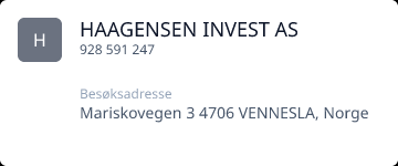 HAAGENSEN INVEST AS • 928591247 • Vennesla