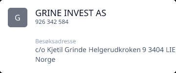 GRINE INVEST AS • 926342584 • Lier
