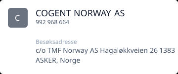 COGENT NORWAY AS • 992968664 • Asker • Telekommunikasjon