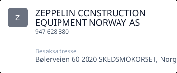 ZEPPELIN CONSTRUCTION EQUIPMENT NORWAY AS • 947628380 • Skedsmokorset ...