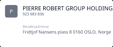 PIERRE ROBERT GROUP HOLDING AS • 923683836 • Oslo