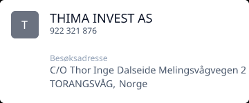 THIMA INVEST AS • 922321876 • Torangsvåg