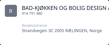 BAD-KJØKKEN OG BOLIG DESIGN AS • 914791480 • Rælingen • Specialised ...