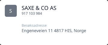 SAXE & CO AS • 917103984 • His