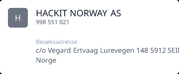 HACKIT NORWAY AS • 998551021 • Seim
