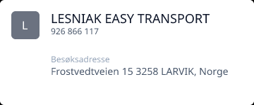LESNIAK EASY TRANSPORT • 926866117 • Larvik • Landtransport og rørtransport